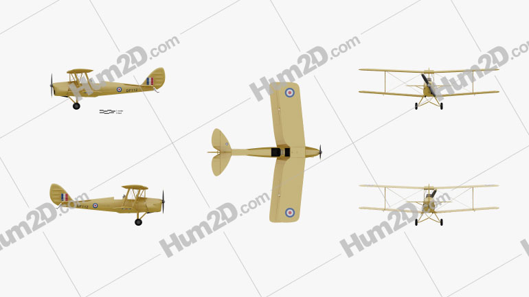 de Havilland DH.82 Tiger Moth Blueprint Template - 3DModels.org