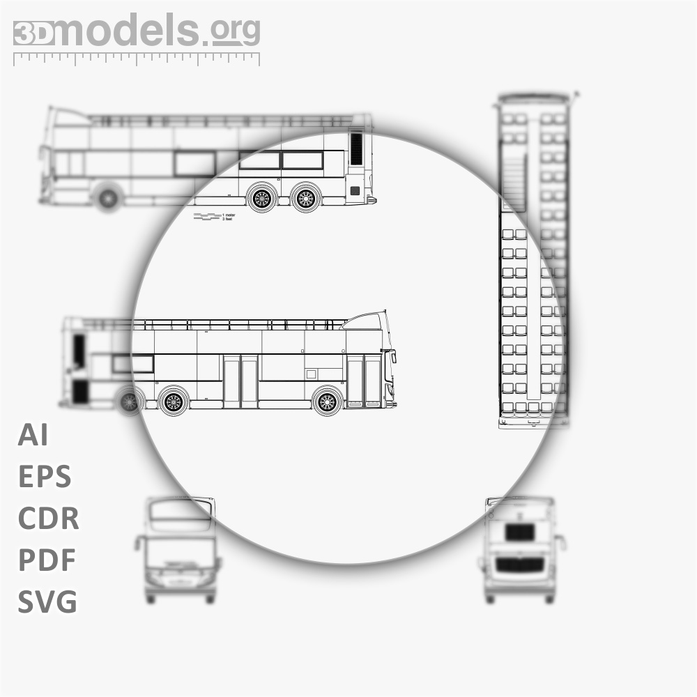 Alexander Dennis Enviro500 Open Top Bus 2005 Vector Blueprint ...