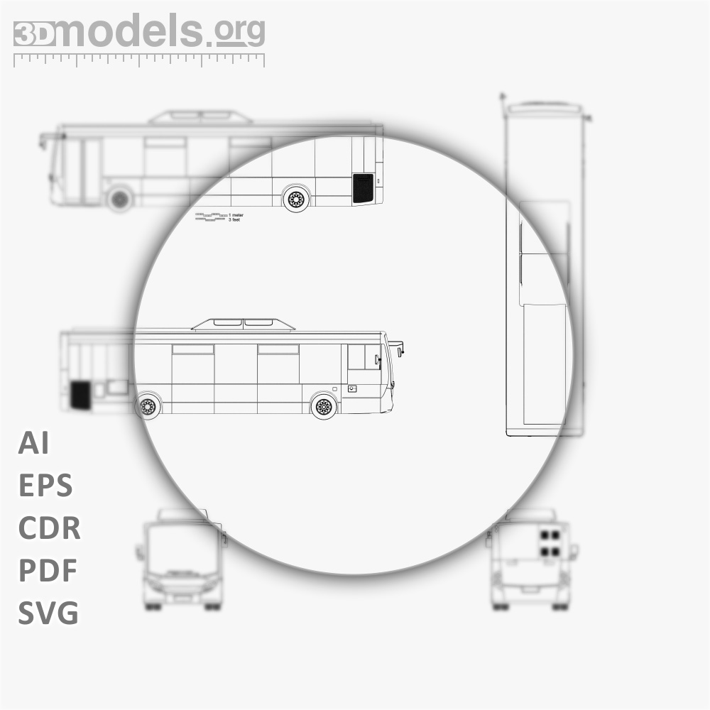 Alexander Dennis Enviro200H bus 2016 Vector Blueprint - 3DModels.org