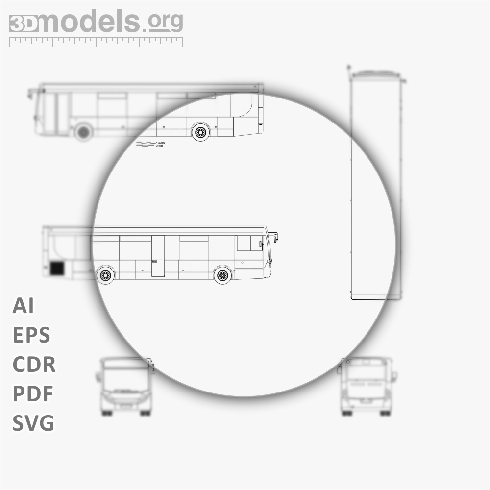 Alexander Dennis Enviro300 bus 2016 Vector Blueprint - 3DModels.org