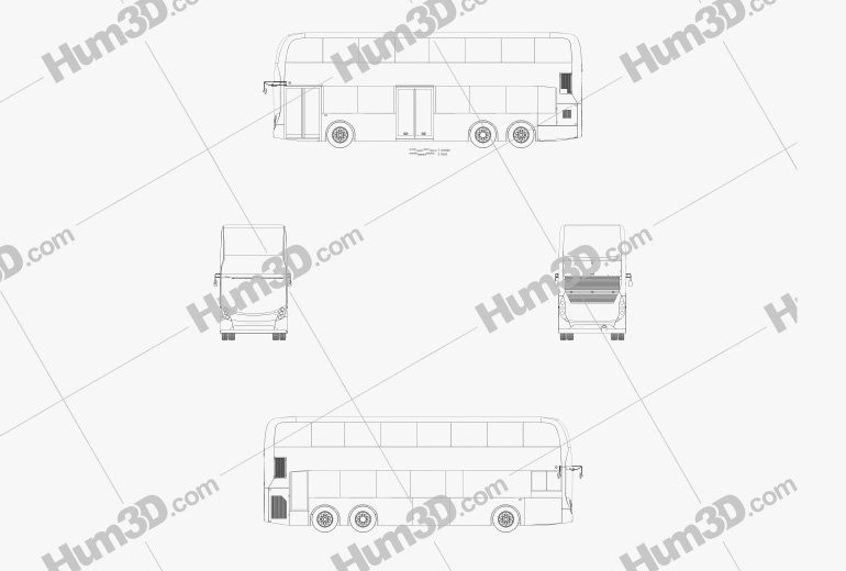 Alexander Dennis Enviro500 双层公共汽车 2016 蓝图 - 3DModels.org