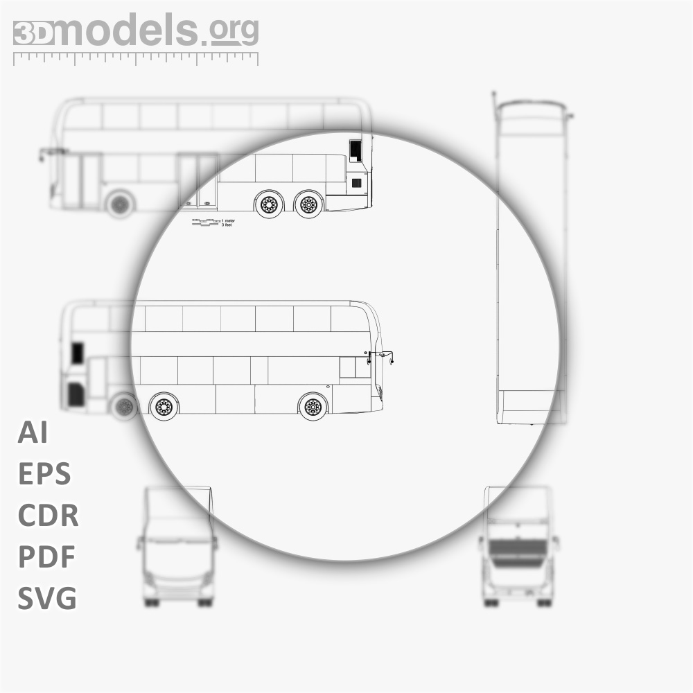 Alexander Dennis Enviro500 Double-Decker Bus 2016 Vector Blueprint ...