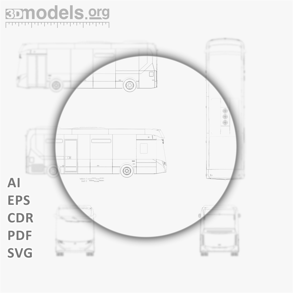 Alexander Dennis Enviro 100EV Bus 2025 Vector Blueprint - 3DModels.org