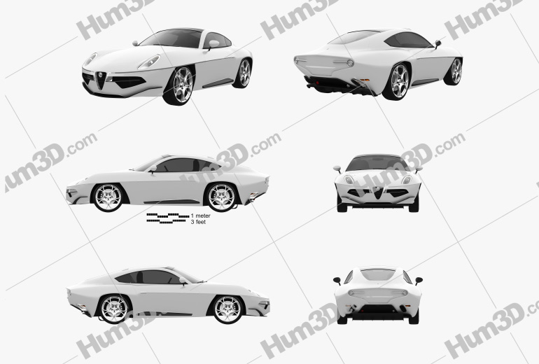 Alfa Romeo Disco Volante Touring 2016 Blueprint Template - 3DModels.org