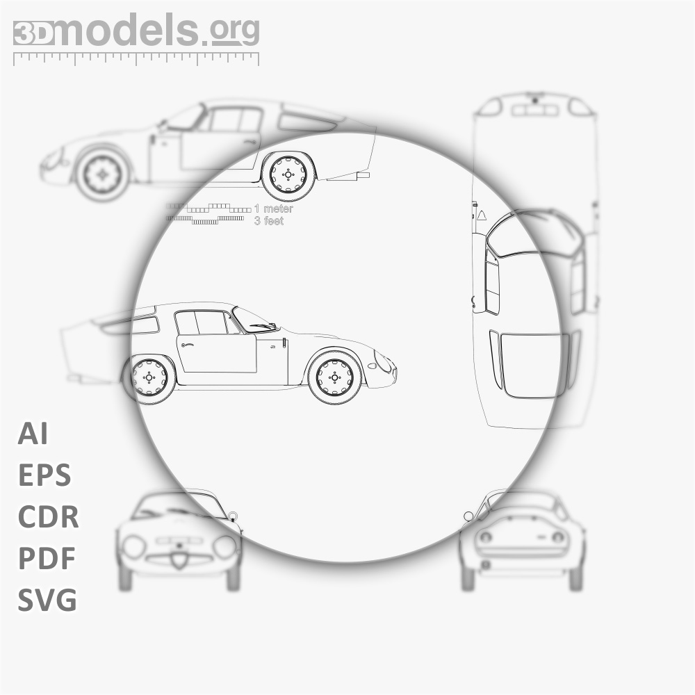 Alfa Romeo Giulia TZ (105) 1963 Vector Blueprint - 3DModels.org