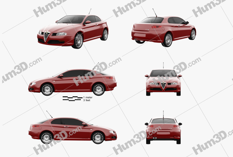Alfa Romeo GT 2010 Blueprint Template - 3DModels.org