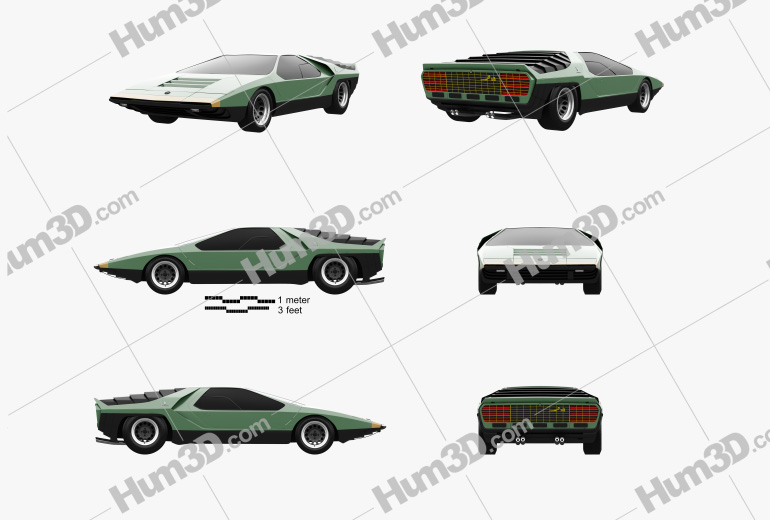 Alfa Romeo Carabo 1968 Blueprint Template - 3DModels.org