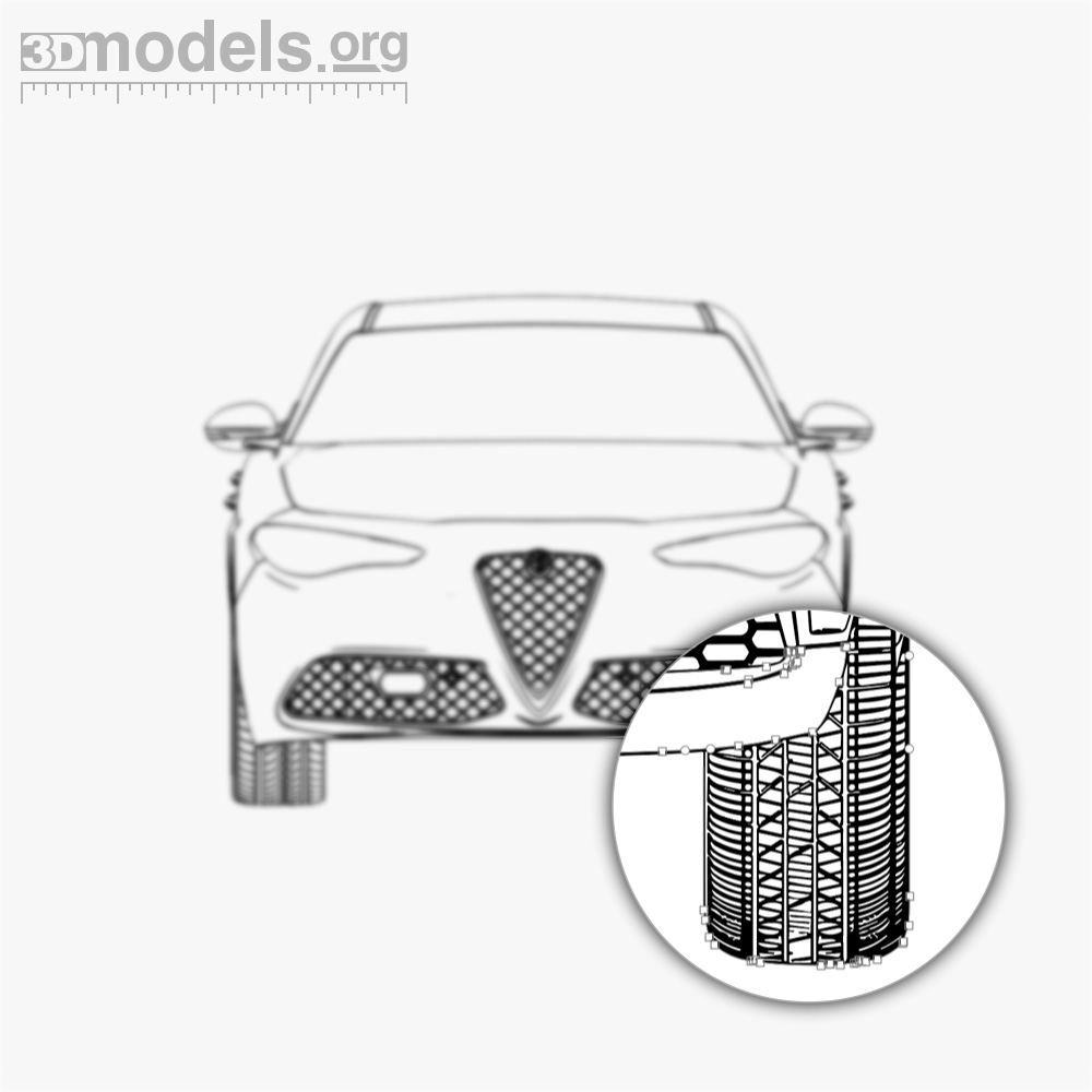 Alfa Romeo Giulia 2019 Vector Blueprint - 3DModels.org