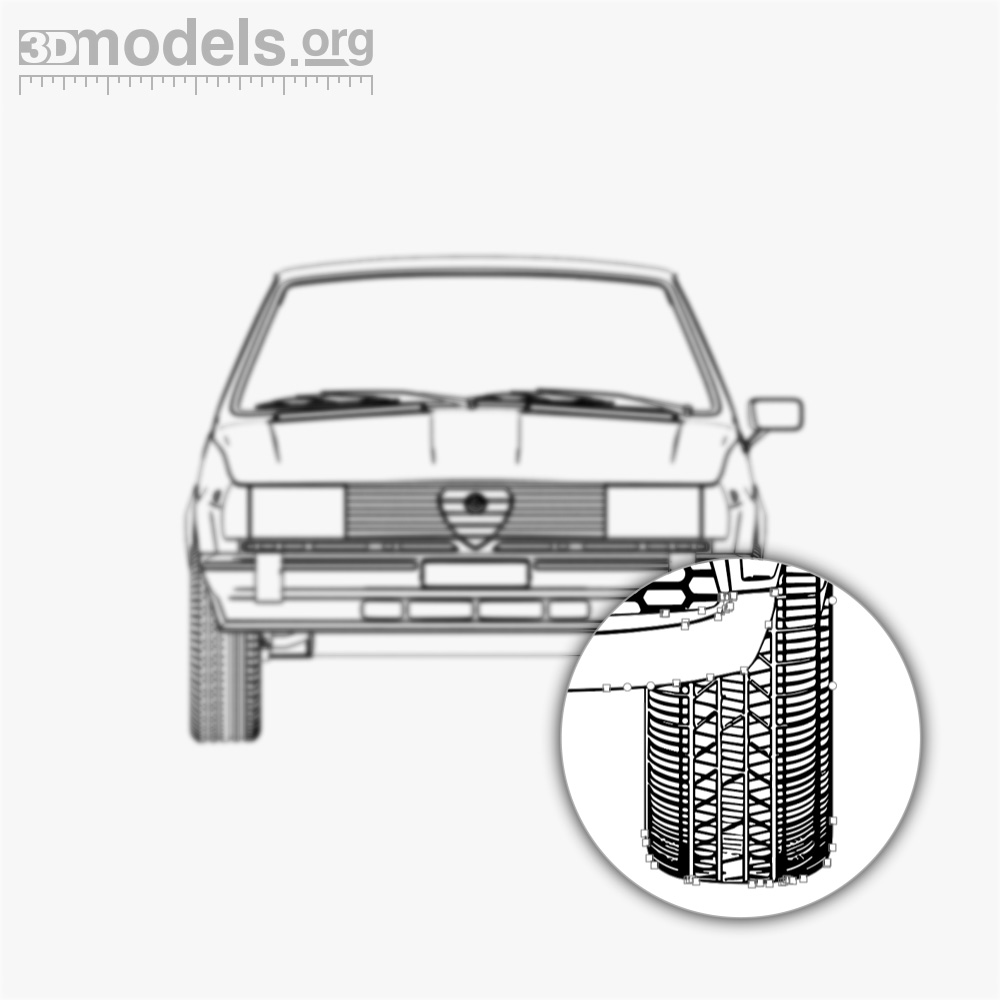 Alfa Romeo Giulietta 1977 Vector Blueprint - 3DModels.org