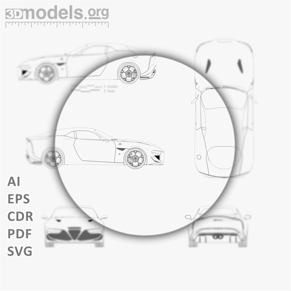 Alfa Romeo Giulia SWB Zagato 2025 Vector Blueprint - 3DModels.org