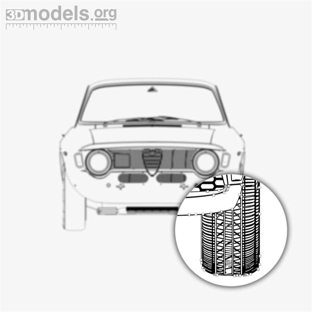 Alfa Romeo Giulia Sprint GTA 1600 1968 Vector Blueprint - 3DModels.org
