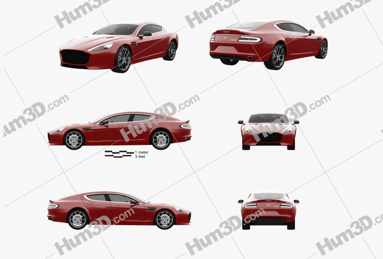 Aston Martin Rapide S 2016 Blueprint Template - 3DModels.org