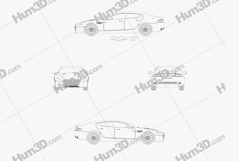 Aston Martin Rapide S 2013 Blaupause - 3DModels.org