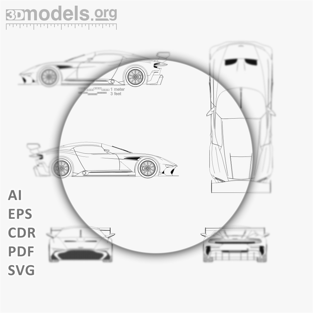 Aston Martin Vulcan 2018 Vector Blueprint - 3DModels.org