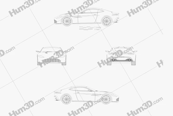 Aston Martin blueprints Descargar en PNG - 3DModels.org
