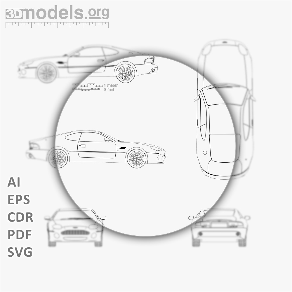 Aston Martin DB7 Vantage 2003 Vector Blueprint - 3DModels.org