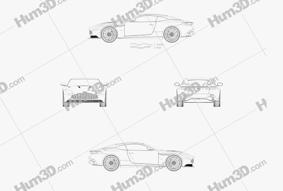 Aston Martin blueprints Download in PNG - 3DModels.org