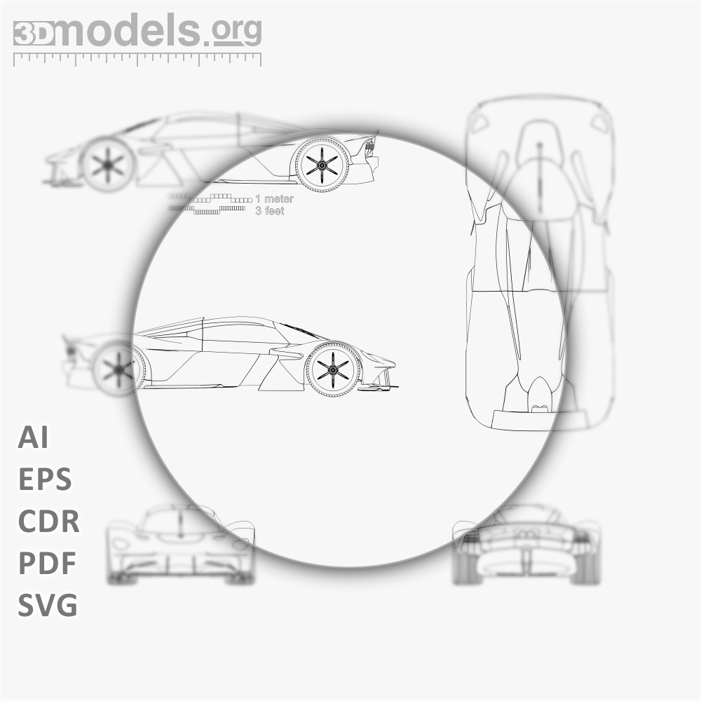 Aston Martin Valkyrie 2018 Vector Blueprint - 3DModels.org
