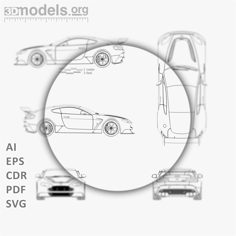 Aston Martin V12 Vantage GT3 2017 Vector Blueprint - 3DModels.org