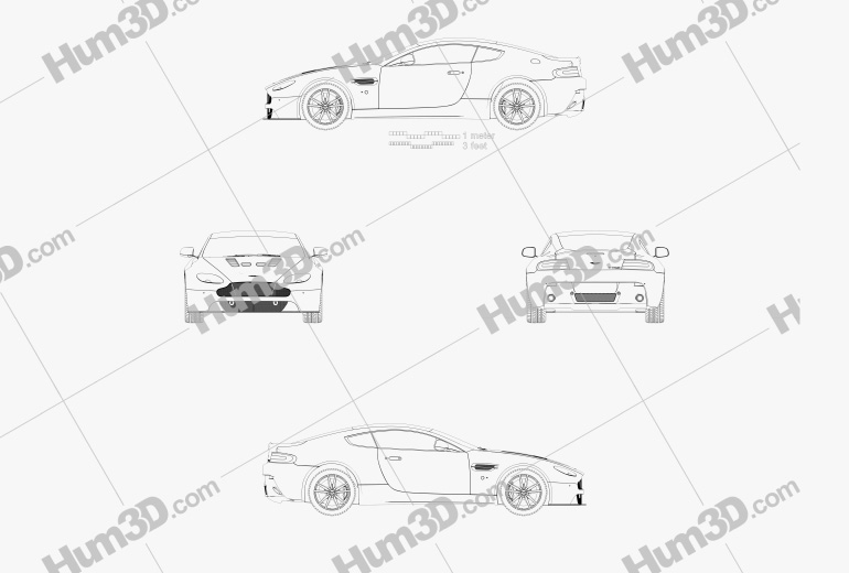 Aston Martin V12 Vantage S Sport-Plus 2020 Blueprint - 3DModels.org