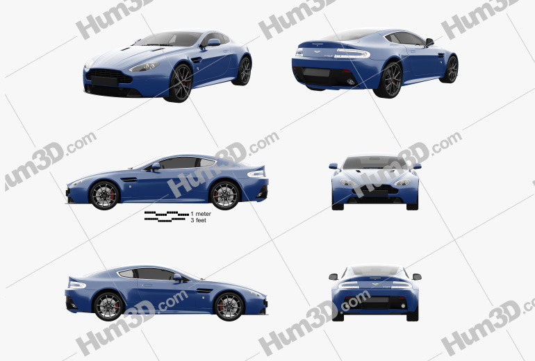 Aston Martin V8 Vantage S 2020 Blueprint Template - 3DModels.org
