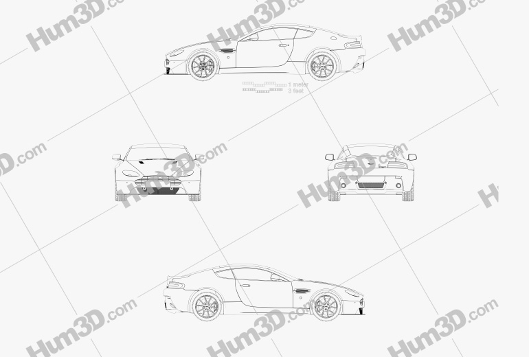 Aston Martin V8 Vantage S 2020 Blueprint - 3DModels.org