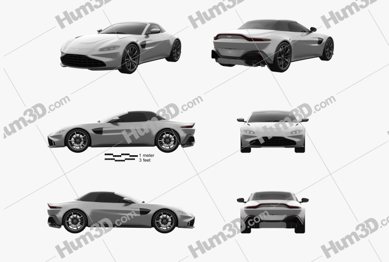 Aston Martin Vantage Roadster 2021 Blueprint Template - 3DModels.org