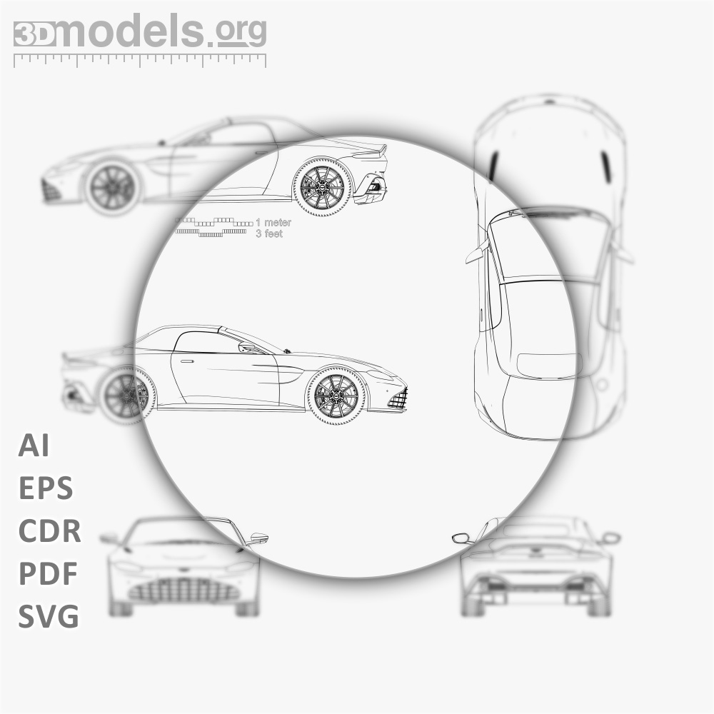 Aston Martin Vantage Roadster 2021 Vector Blueprint - 3DModels.org