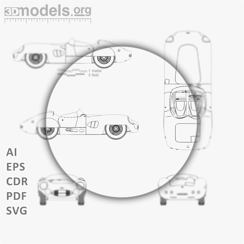 Aston Martin DBR1 LeMans 1959 Vector Blueprint - 3DModels.org