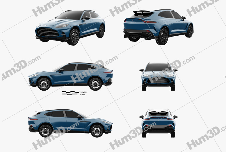 Aston-Martin DBX707 2022 Blueprint Template - 3DModels.org
