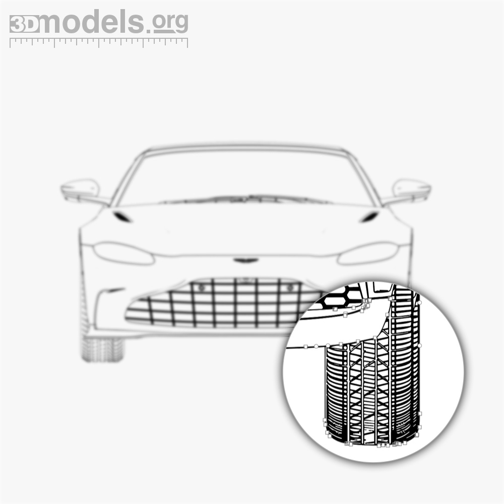 Aston Martin V12 Vantage Roadster 2025 Vector Blueprint - 3DModels.org