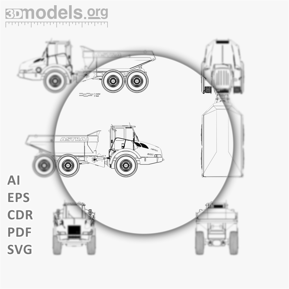 Astra ADT 30D Dump Truck 2016 Vector Blueprint - 3DModels.org