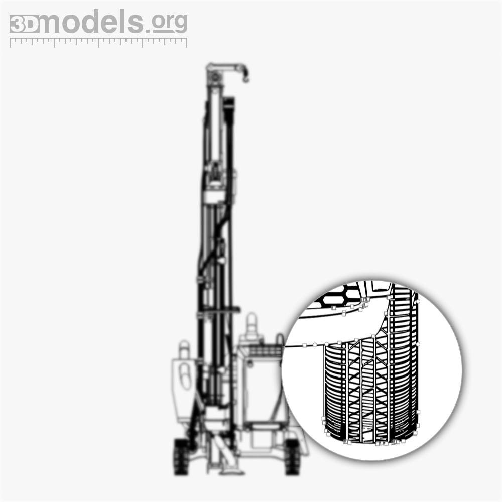 Atlas-Copco D65 Drill Rig 2009 Vector Blueprint - 3DModels.org