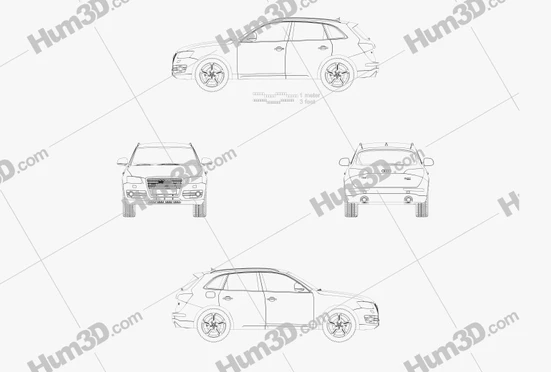 Audi Q5 blueprints Download in PNG - 3DModels.org