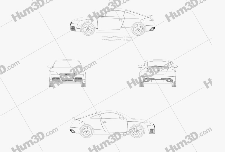 Audi TT RS 2013 Blueprint - 3DModels.org