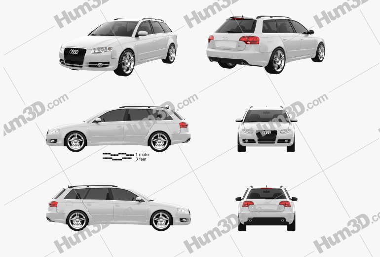 Audi A4 blueprints Download in PNG - 3DModels.org