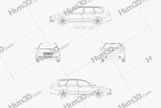 Audi A4 blueprints Download in PNG - 3DModels.org