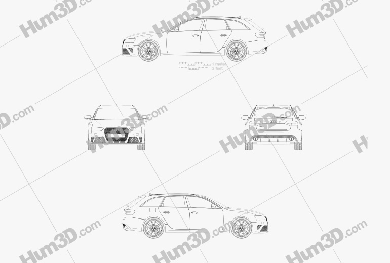 Audi RS4 Avant 2013 Plan - 3DModels.org