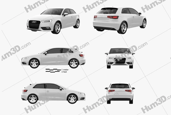 Audi A3 blueprints Download in PNG - 3DModels.org