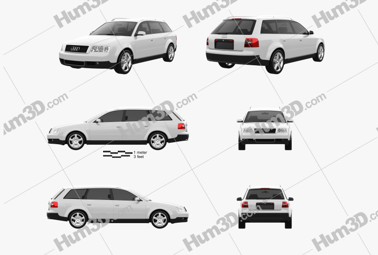 Audi A6 avant (C5) 2004 Blueprint Template - 3DModels.org