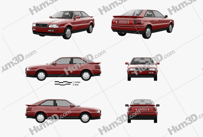 Audi Coupe 1996 Blueprint Template - 3DModels.org