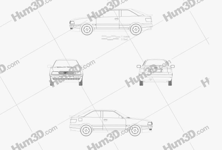 Audi Coupe 1996 Blueprint - 3DModels.org