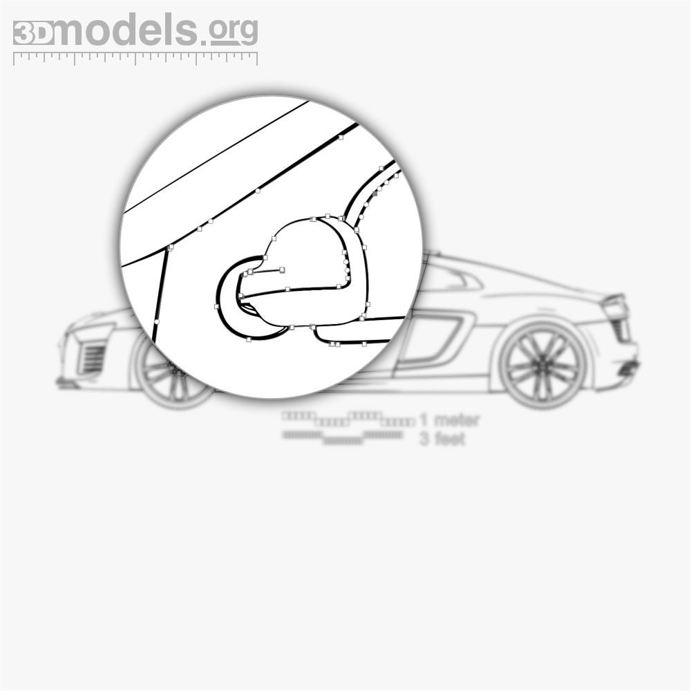 Audi R8 e-tron 2019 Vector Blueprint - 3DModels.org