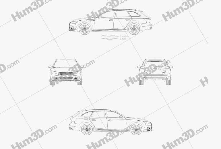 Audi A4 (B9) Allroad 2020 Blueprint - 3DModels.org