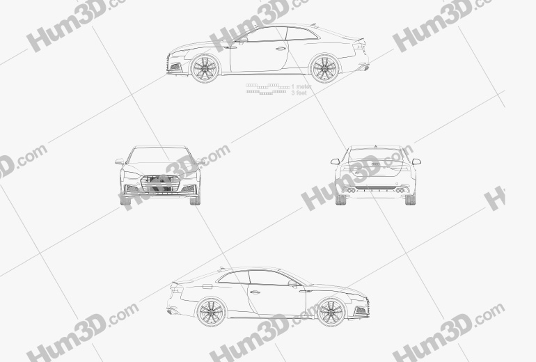 Audi S5 coupe 2020 Blueprint - 3DModels.org