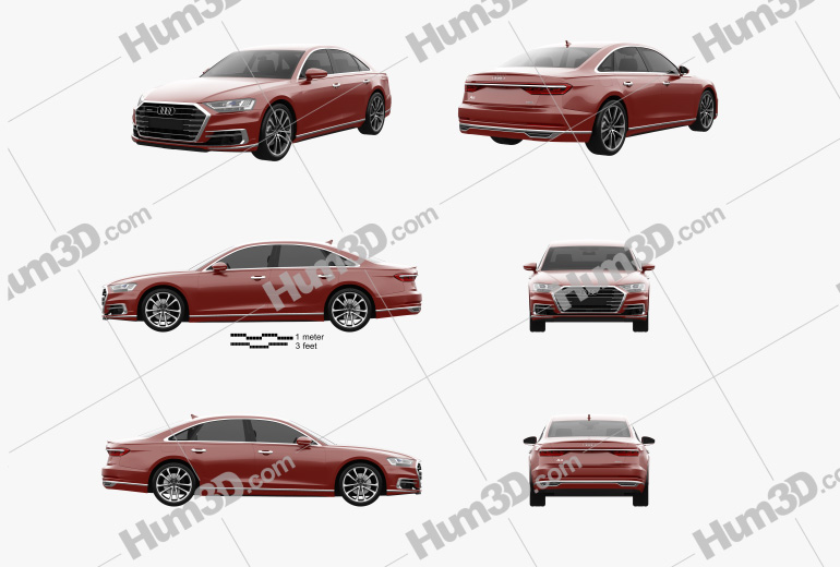 Audi A8 (D5) 2019 Blueprint Template - 3DModels.org