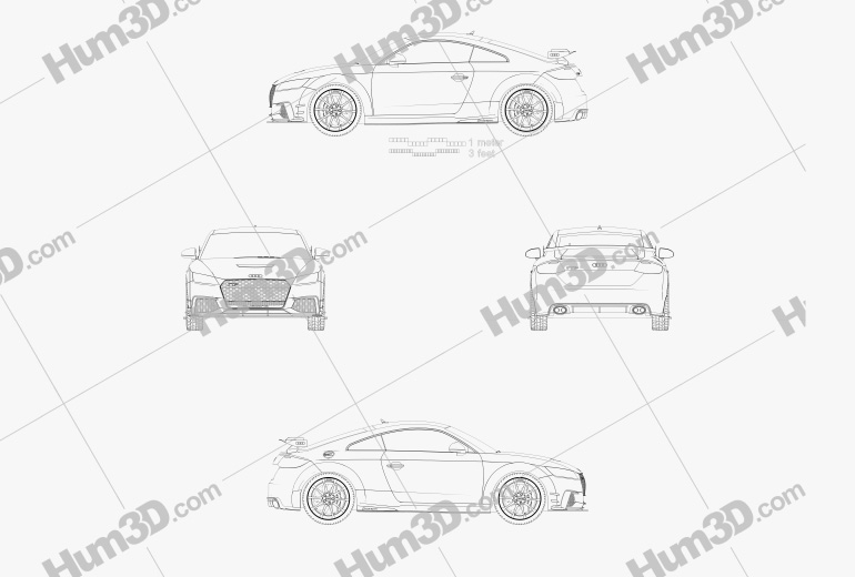 Audi TT RS coupe Performance Parts 2020 Blueprint - 3DModels.org