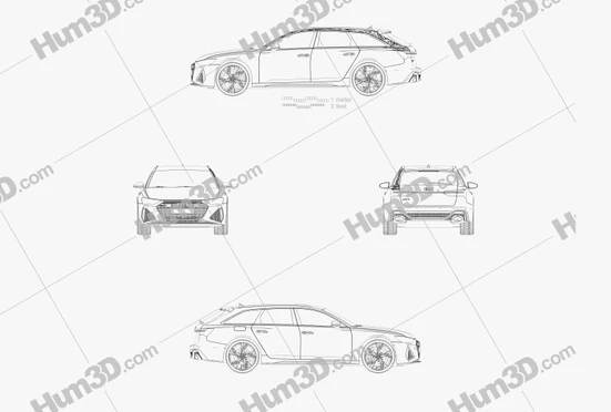 Audi RS6 blueprints Download in PNG - 3DModels.org