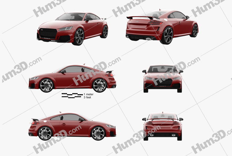Audi TT RS coupe 2022 Blueprint Template - 3DModels.org