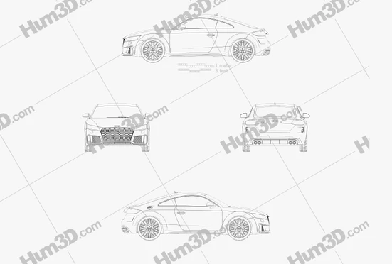 Audi tt blueprints Download in PNG - 3DModels.org